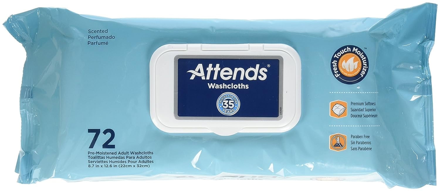 Attends Washcloths No-Rinse Disposable Cleansing Wipes for Incontinence ...