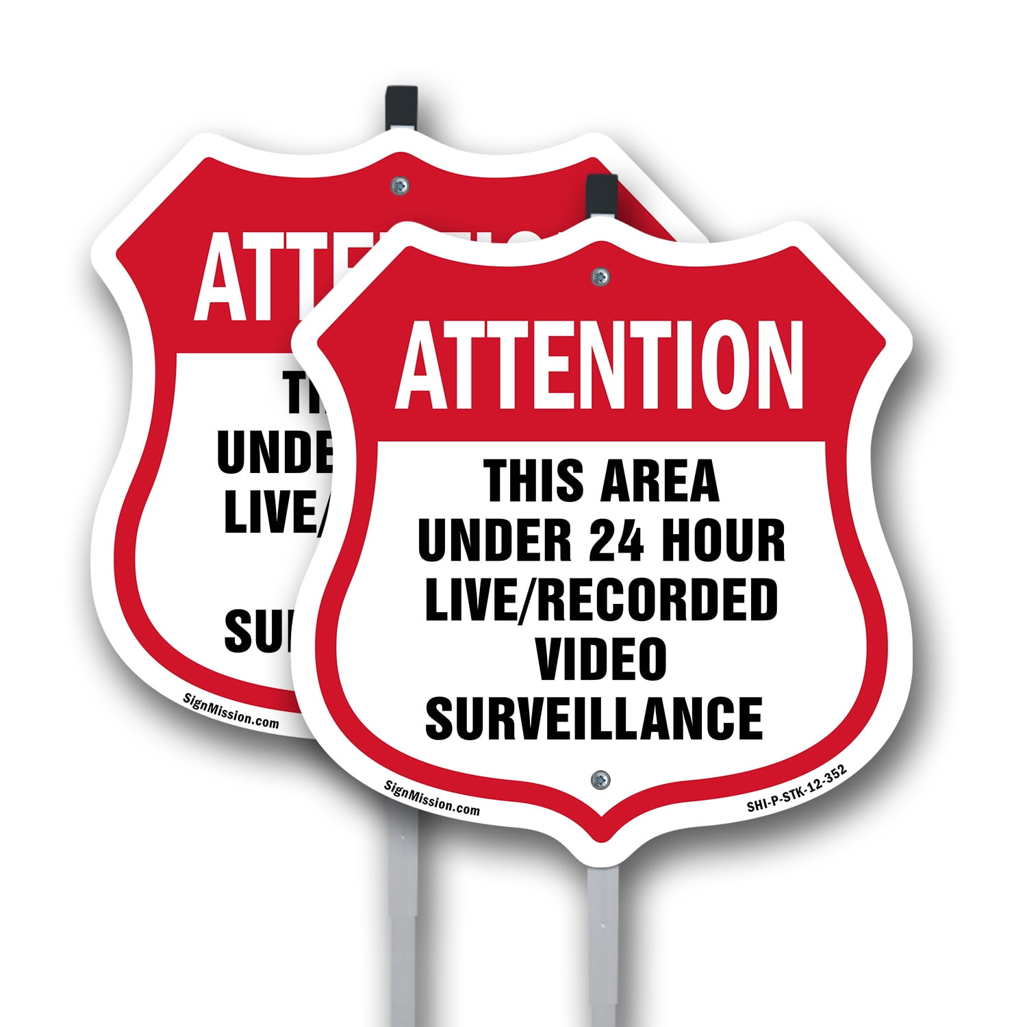 Attention This Area Under 24 Hour Live Recorded Video Surveillance (2 ...