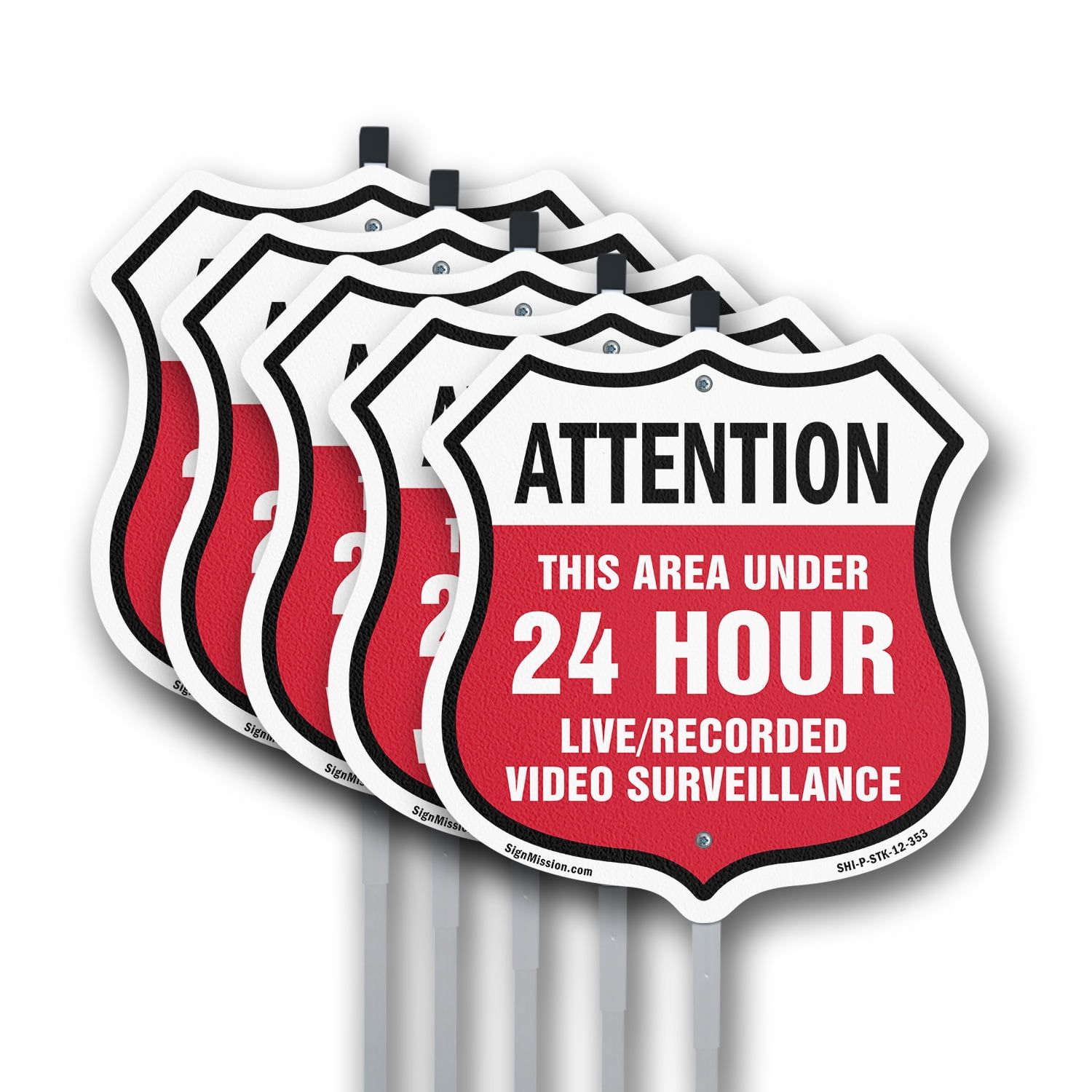Attention This Area Under 24 Hour Live Recorded Video Surveillance (5 ...