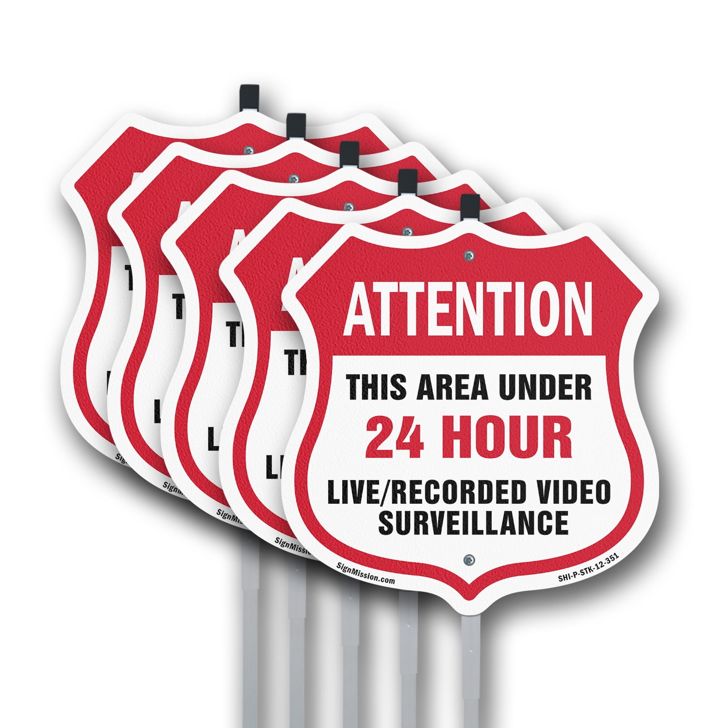 Attention This Area Under 24 Hour Live Recorded Video Surveillance (5 ...