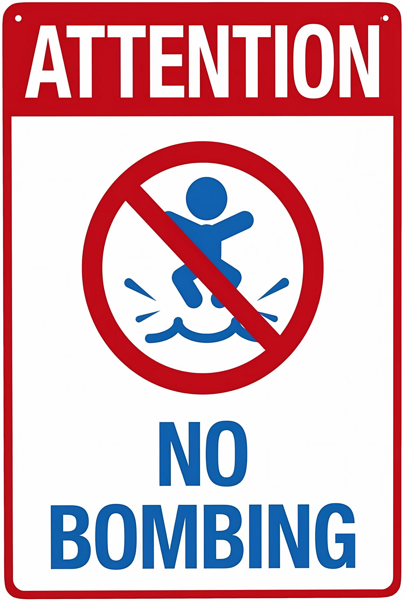 Attention No Bombing with Graphic Retro Metal Tin Sign 12 x 8 Inches ...