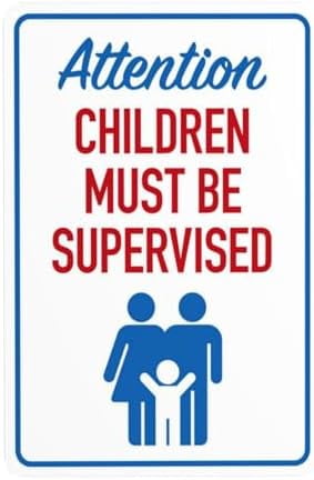 Attention Children Must Be Supervised Pool Warning Sign, Pool Rules ...