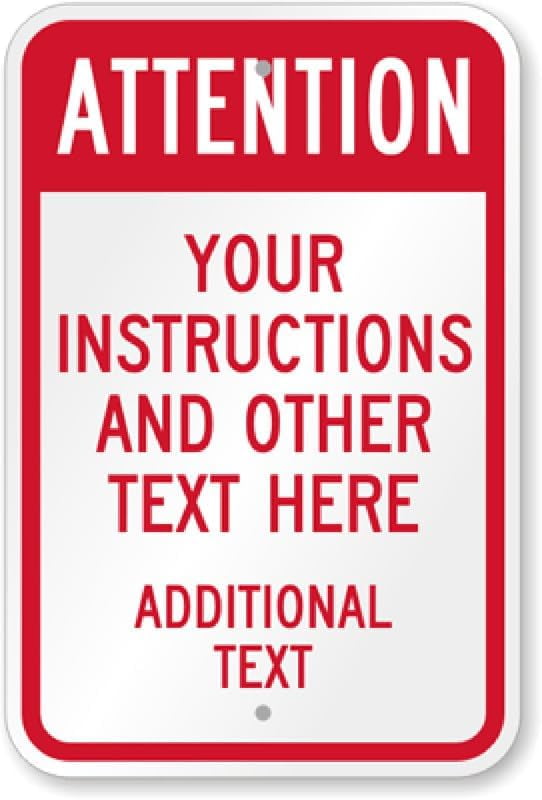 Attention Custom Aluminum Weatherproof 8" x 12" Sign p00516 - Walmart.com