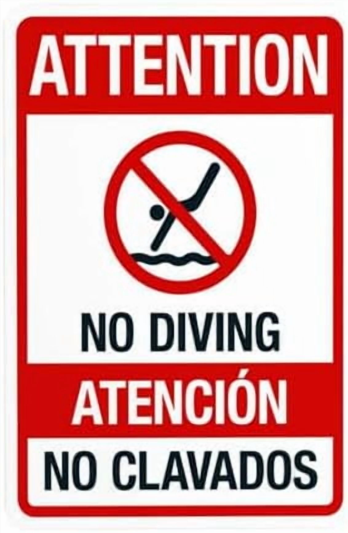 Attention No Diving Warning Sign, Pool Rules Security Metal Signs for ...