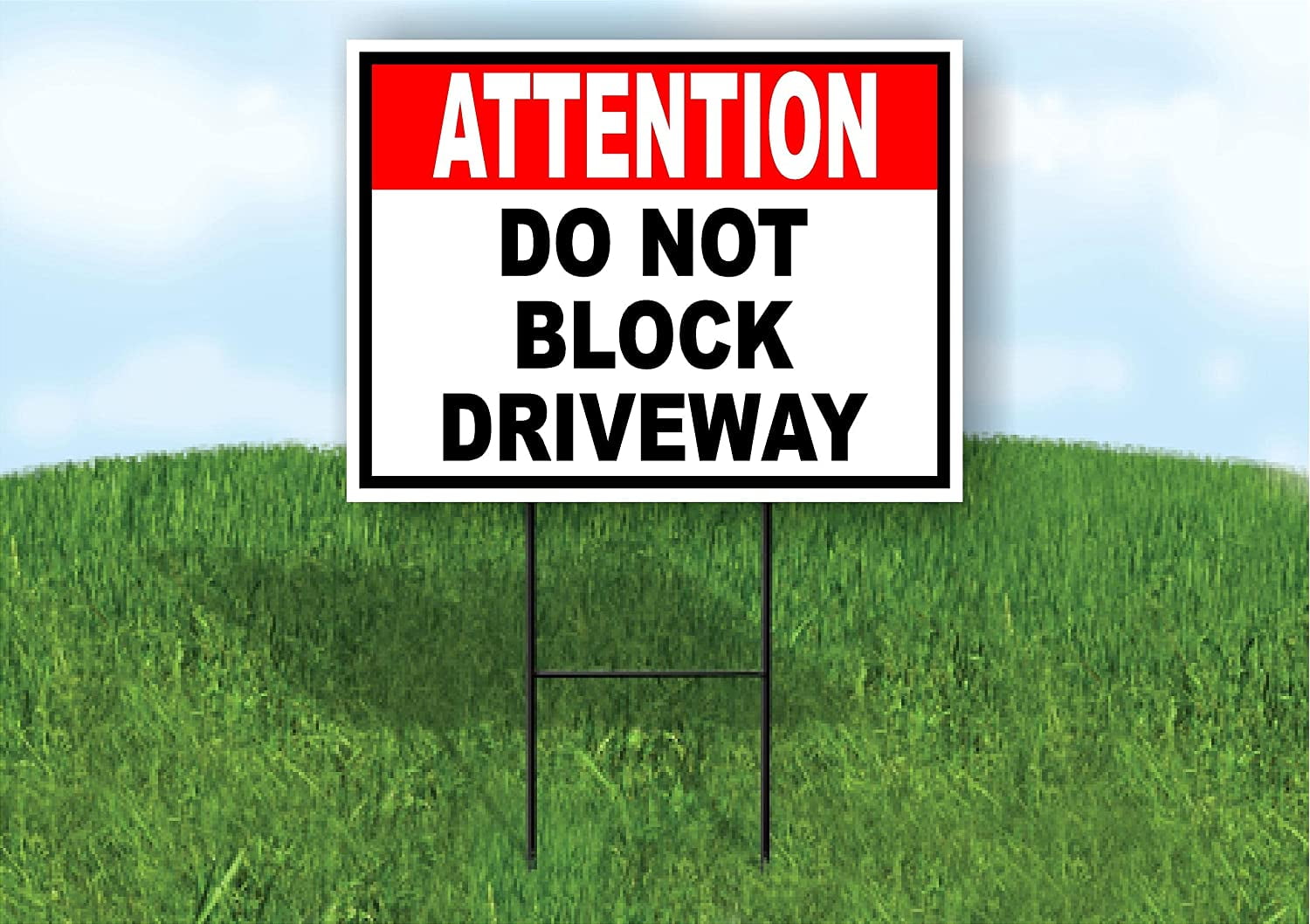 Attention Do Not Block Driveway Black Red Yard Sign Road Sign With ...