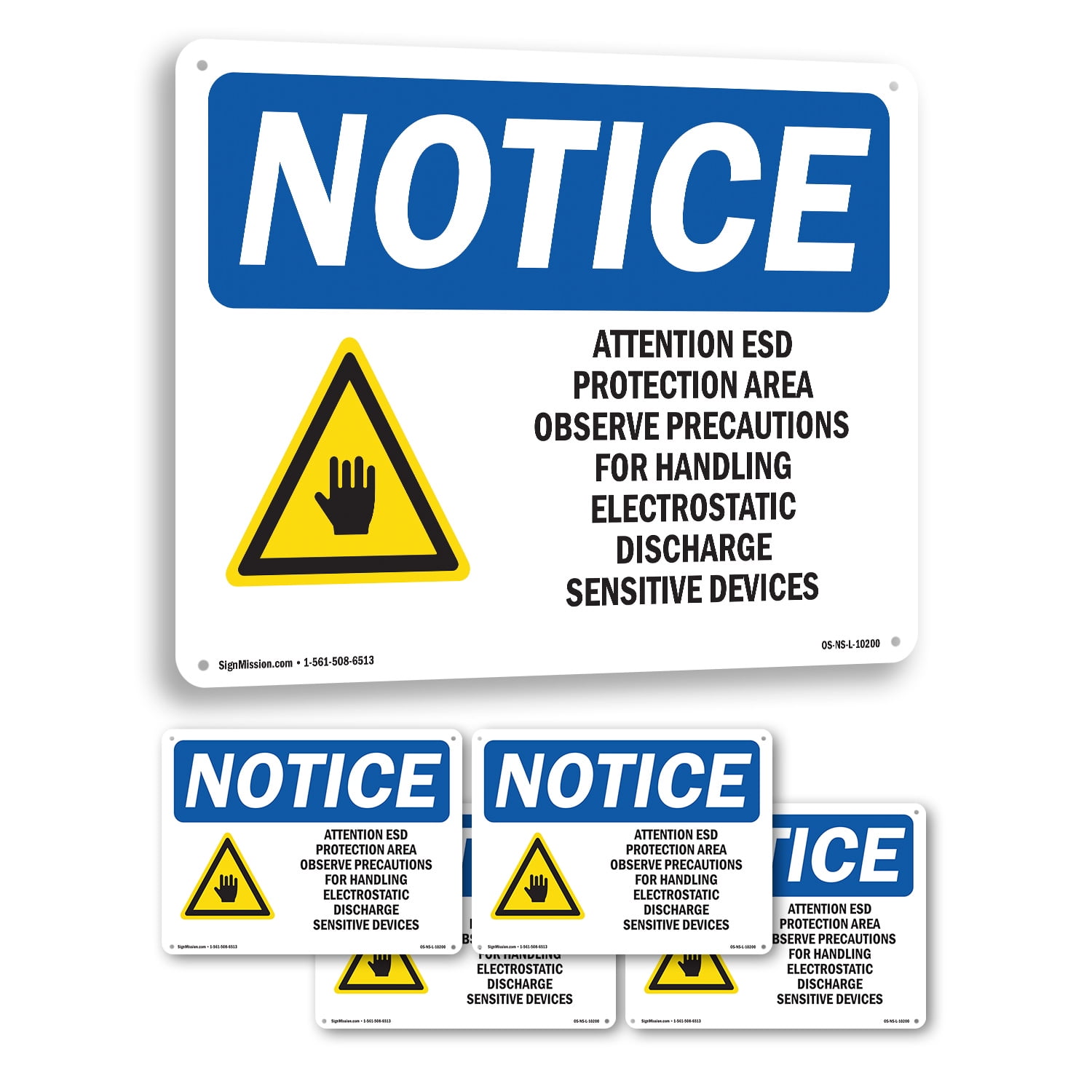 Attention ESD Protected Area OSHA Notice Aluminum Sign 18 Inch x 12 ...