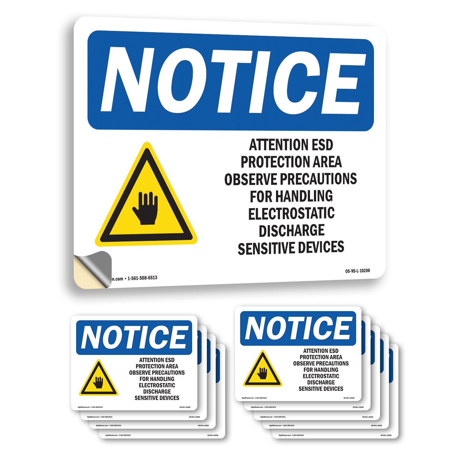 Attention ESD Protected Area With Symbol OSHA Notice Vinyl Decal Label ...