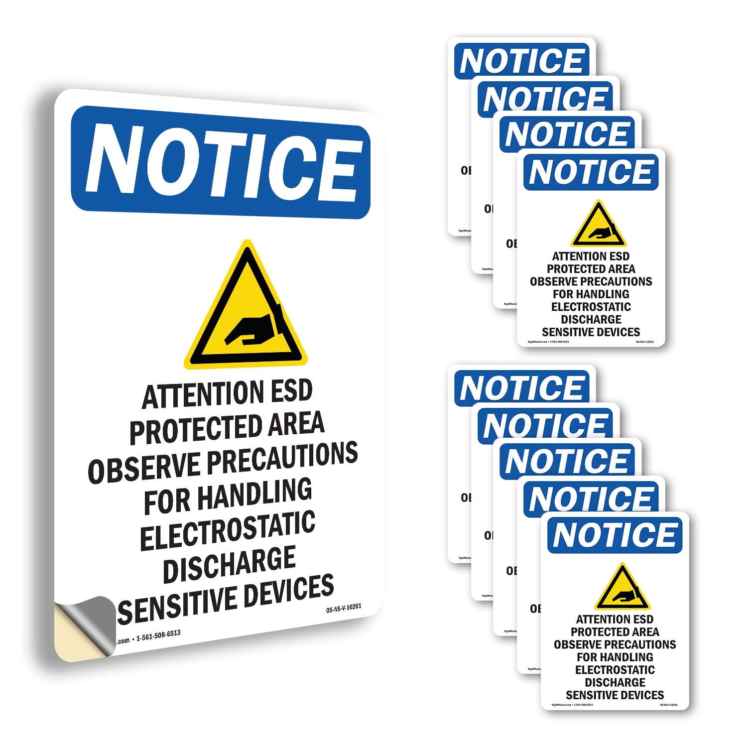 Attention ESD Protected With Symbol OSHA Notice Vinyl Decal Label 18 ...