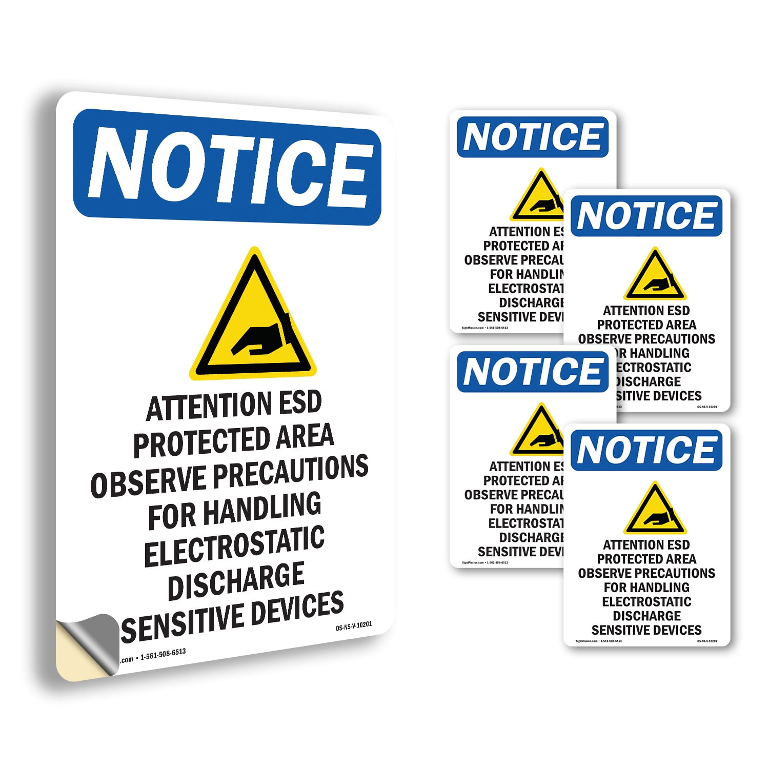 Attention ESD Protected With Symbol OSHA Notice Vinyl Decal Label 18 ...