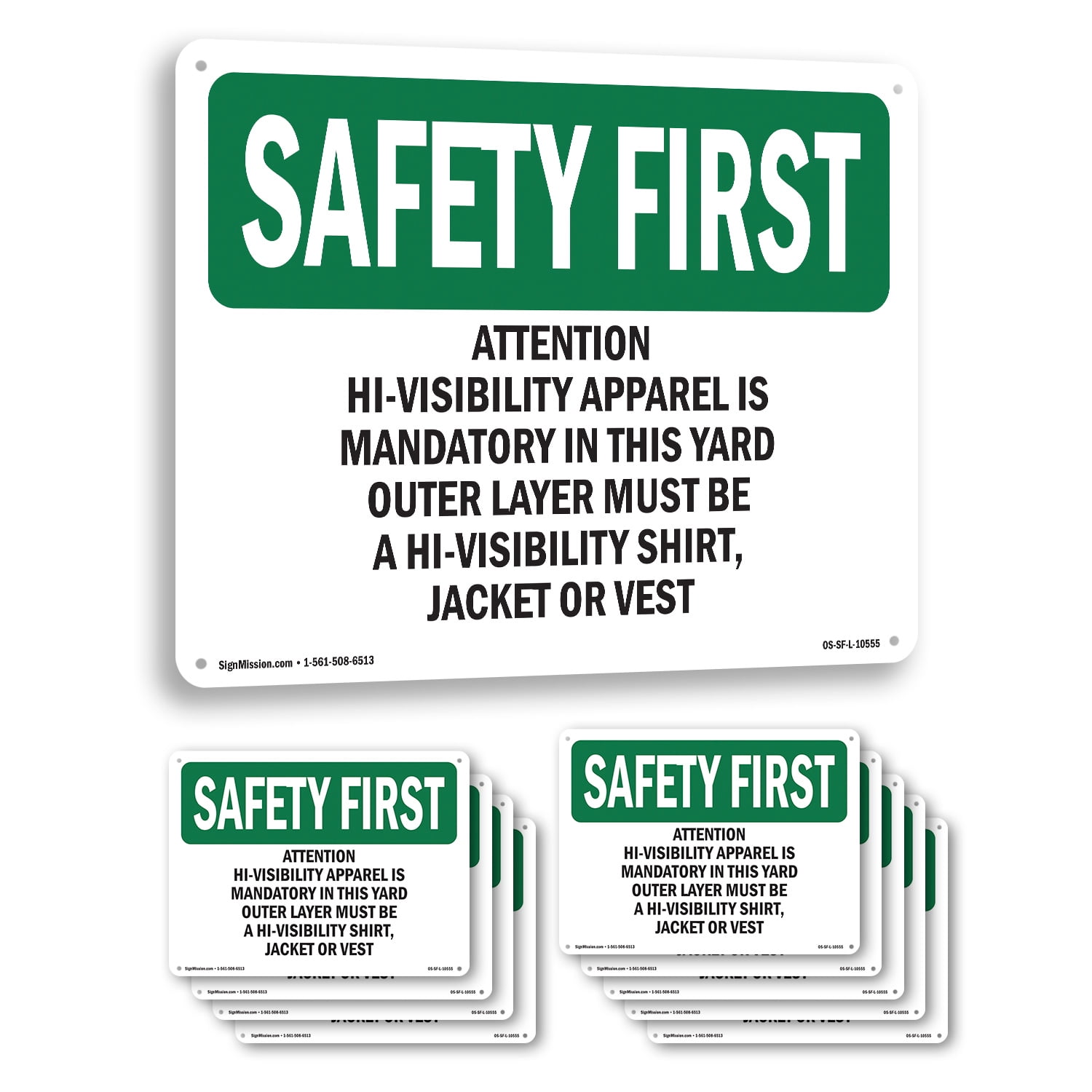 Attention Hi OSHA SAFETY FIRST Rigid Plastic Sign 10 Inch x 7 Inch - 10 ...