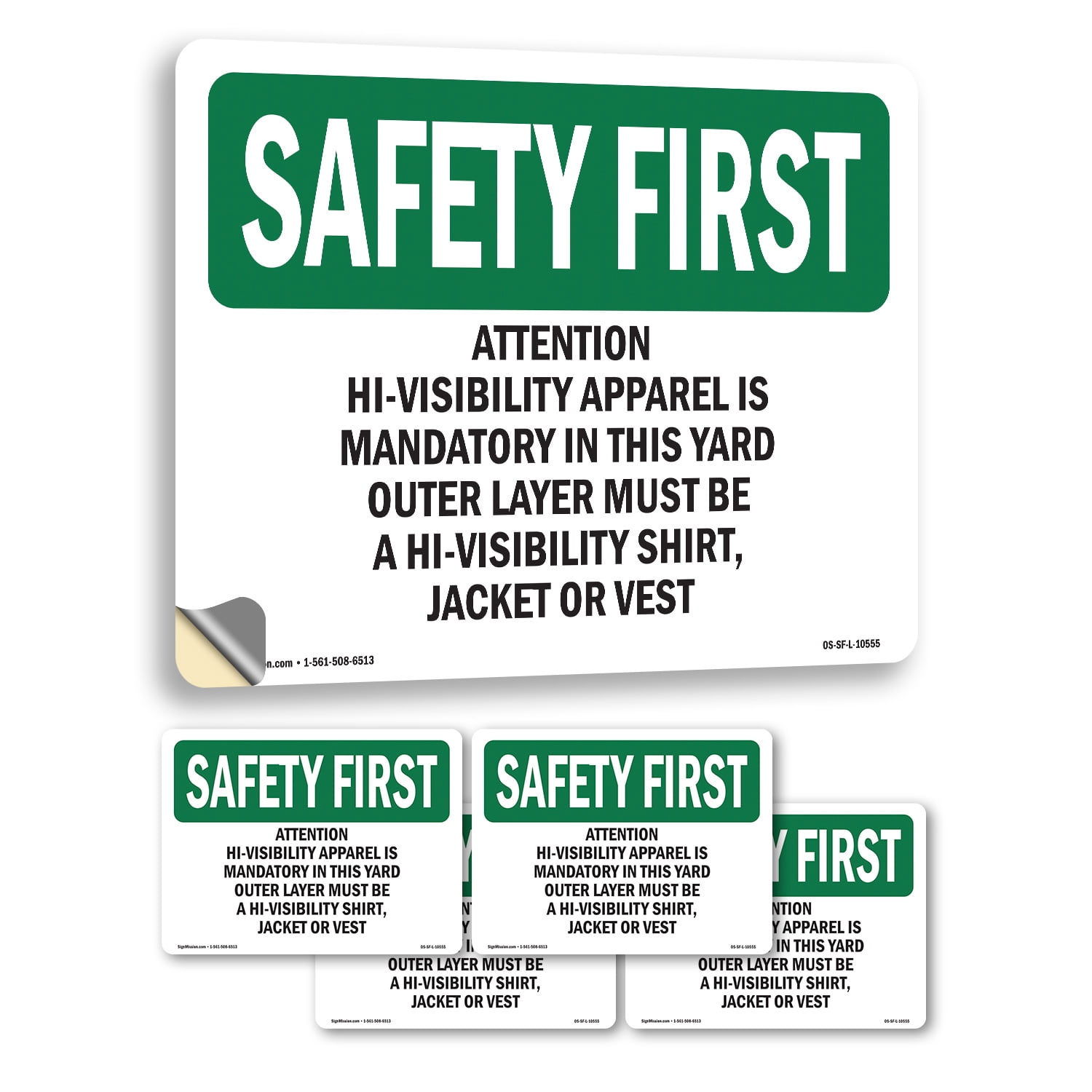 Attention Hi OSHA SAFETY FIRST Vinyl Decal Label 18 Inch x 12 Inch - 5 ...