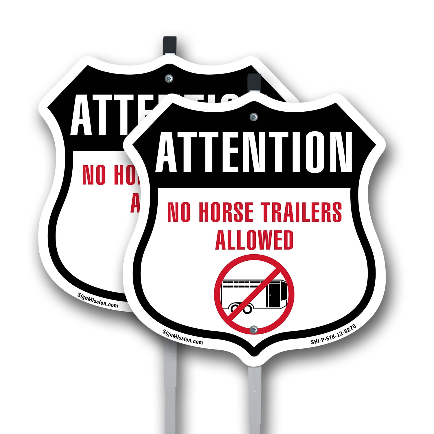 Attention No Horse Trailers Allowed (2 Pack) 12 inch X 12 inch Shield ...
