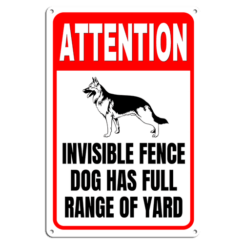 Attention Invisible Fence Dogs Sign - Dog Has Full Range of Yard ...