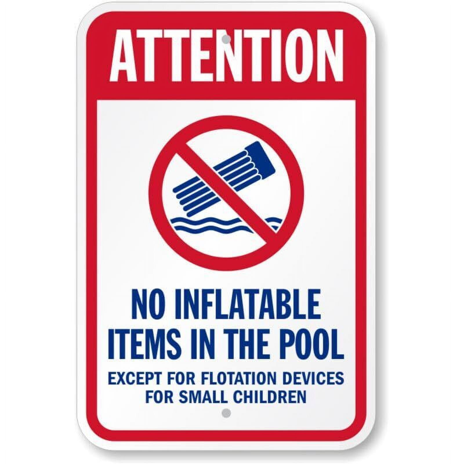 Attention No Inflatable Items Pool Safety Weatherproof Metal Aluminum ...