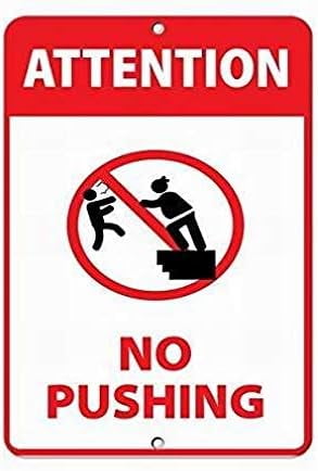 Attention No Pushing Activity Sign Pool Signs Sign Unique Tin Metal ...