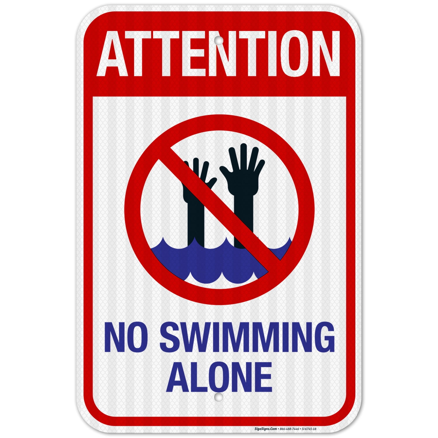 Attention No Swimming Alone Sign, Pool Sign, - Walmart.com