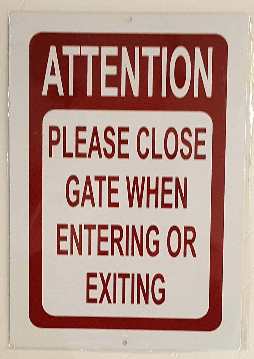 Attention Please Close Gate When Entering and Exiting Sign (Aluminum ...