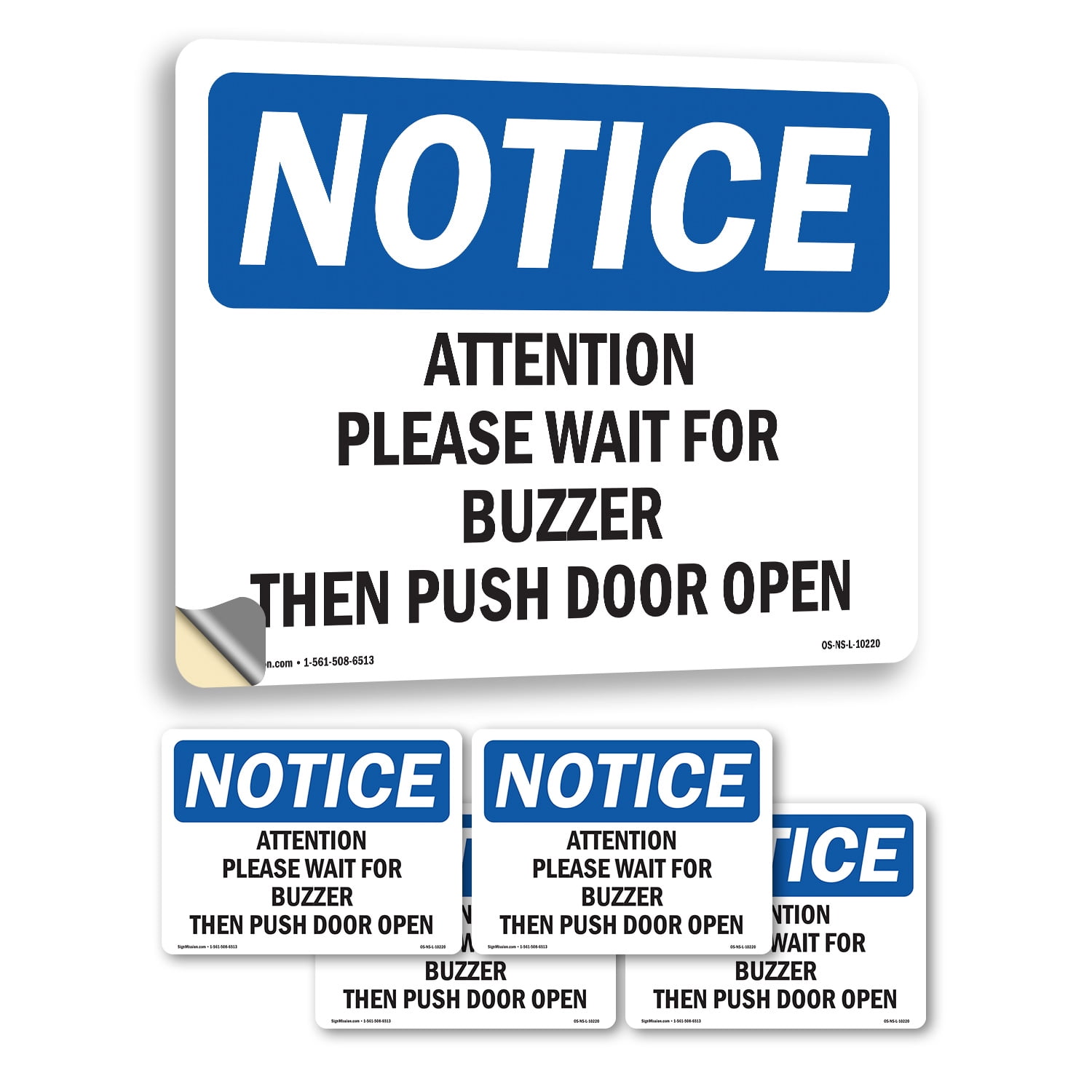 Attention Please Wait For Buzzer Then Push OSHA Notice Vinyl Decal ...