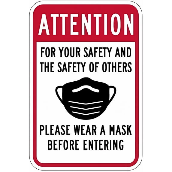 Attention Please Wear A Mask Before Entering Metal Aluminum Sign 12 x 8 ...