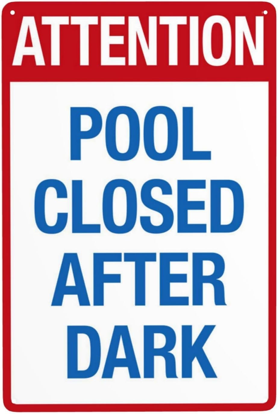 Attention Pool Closed After Dark Sign, Pool Sign Pool Rules Signs ...