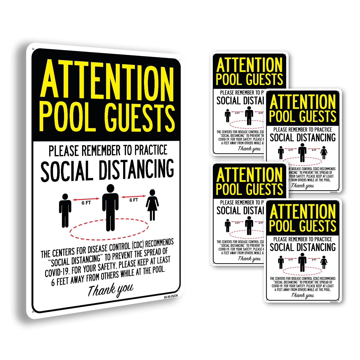 Attention Pool Guests Practice Social Distancing Public Safety Aluminum ...