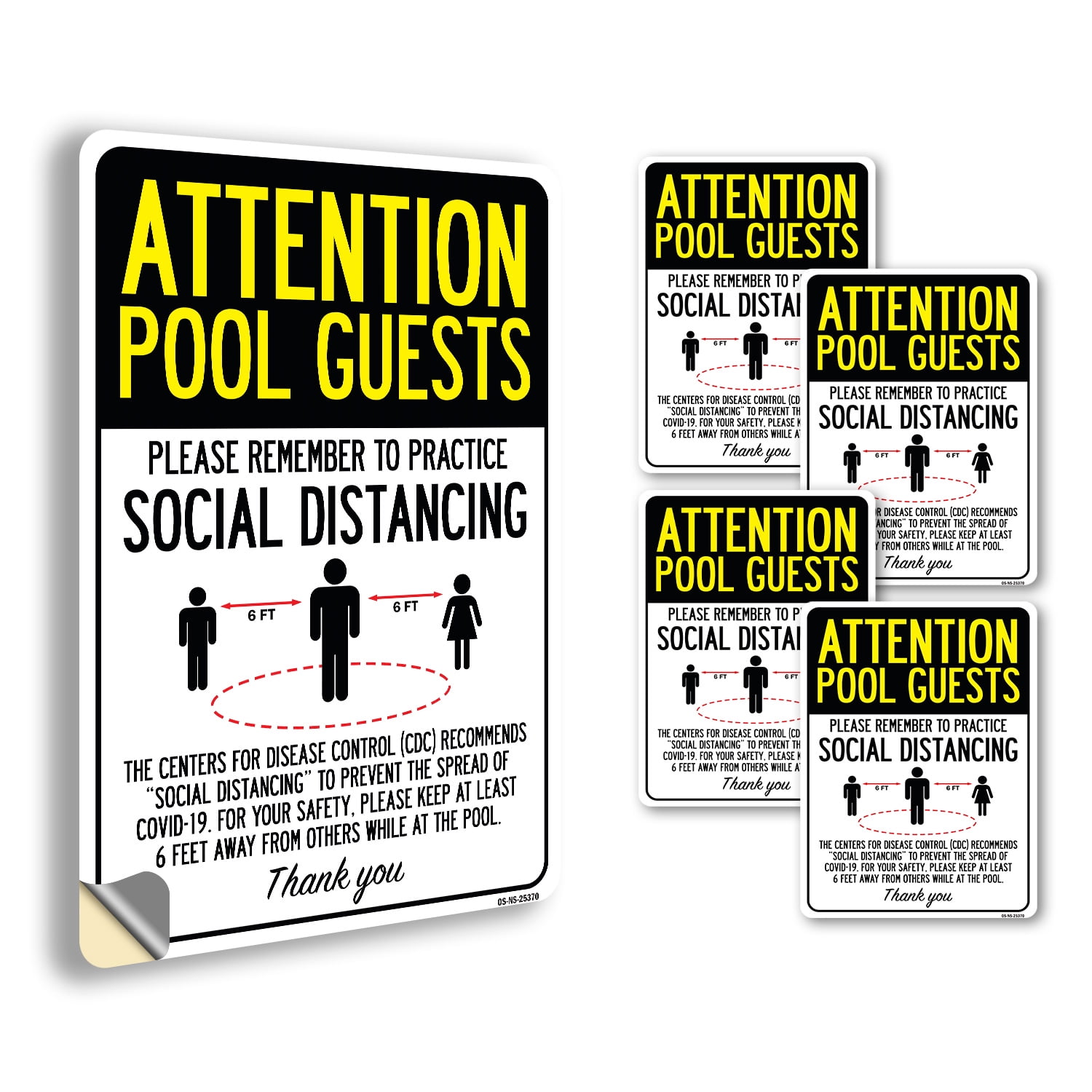 Attention Pool Guests Practice Social Distancing Public Safety Vinyl ...