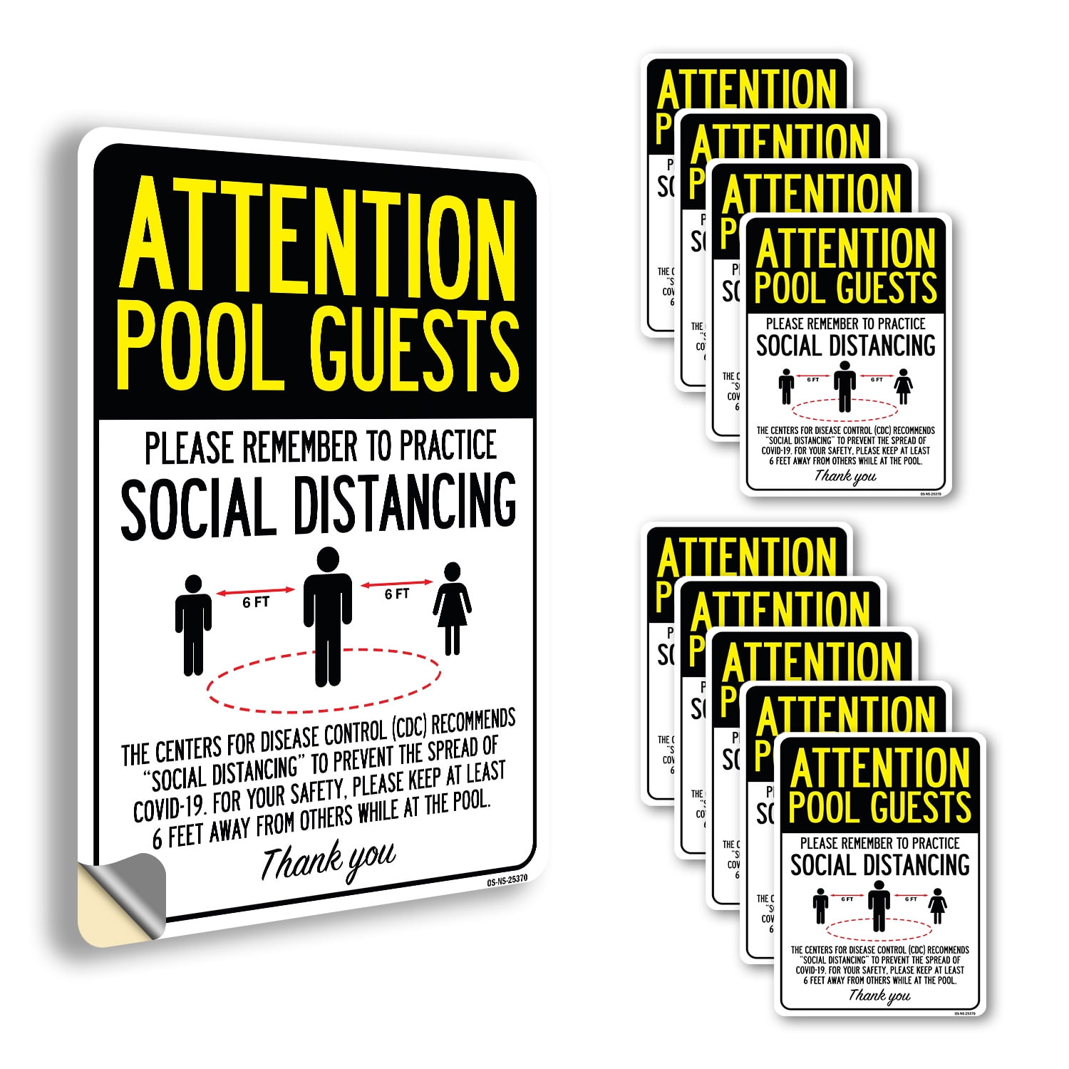 Attention Pool Guests Practice Social Distancing Public Safety Vinyl ...