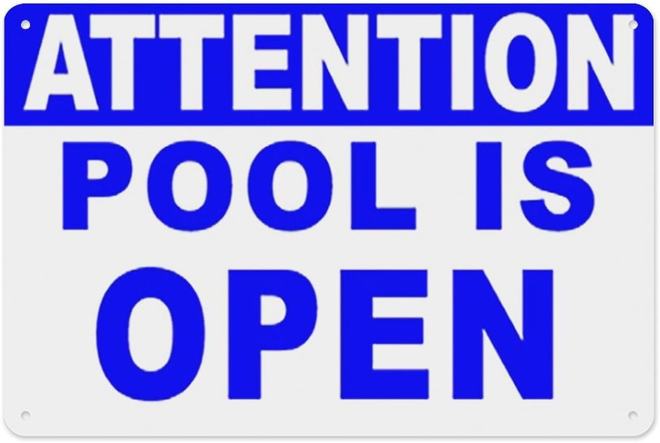Attention Pool Open & Closed Sign 8"x12" - Aluminum Tin Warning for ...