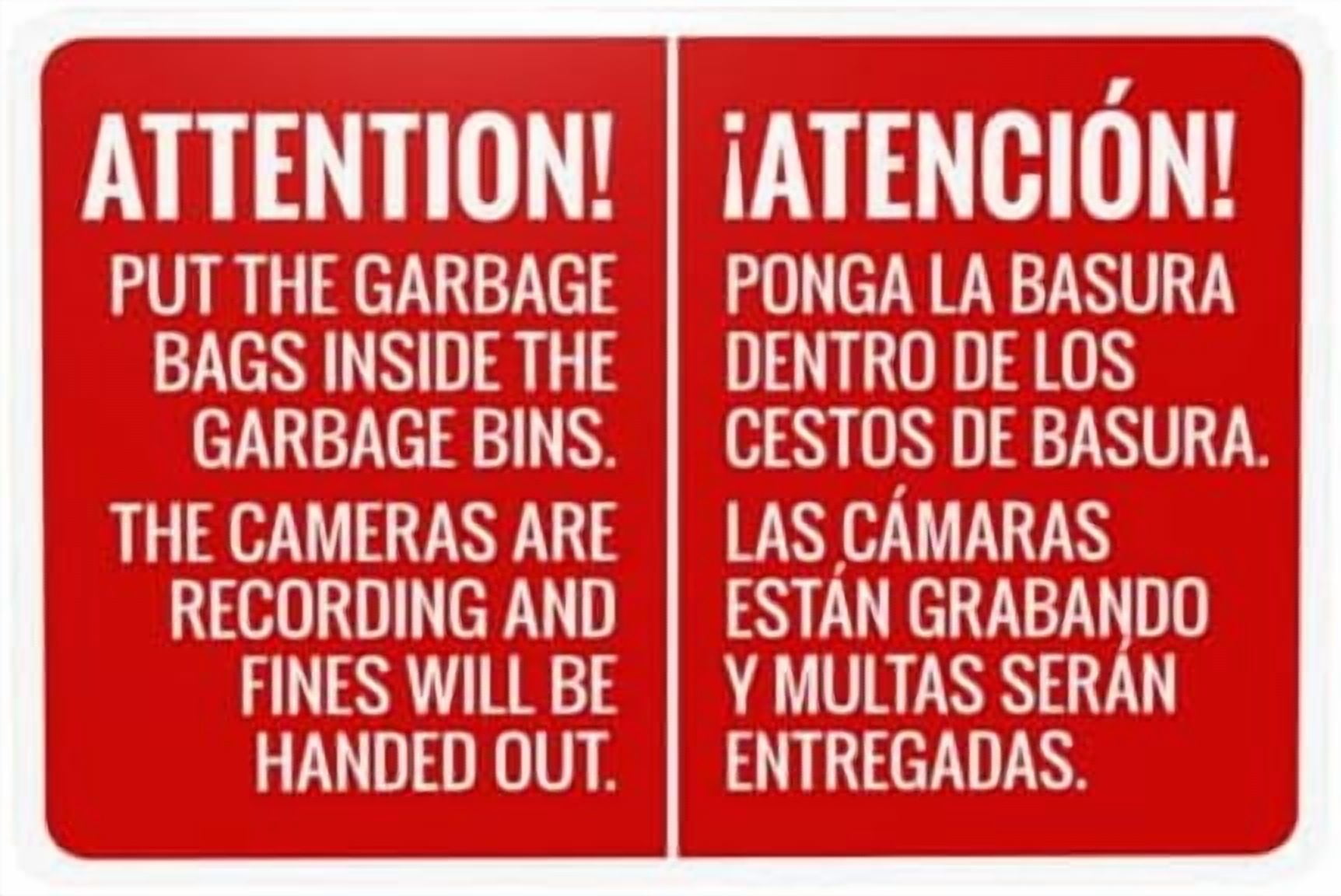 Attention Put The Garbage Bags Inside The Garbage Bins Bilingual ...
