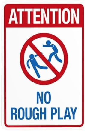 Attention No Rough Play with Graphic Warning Sign, Pool Rules Security ...
