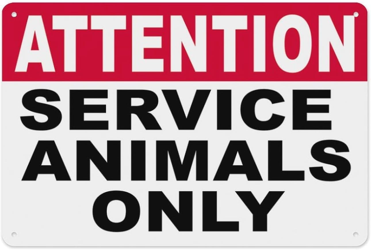 Attention Service Animals Only Sign 8"x12" - Aluminum Tin Warning for ...