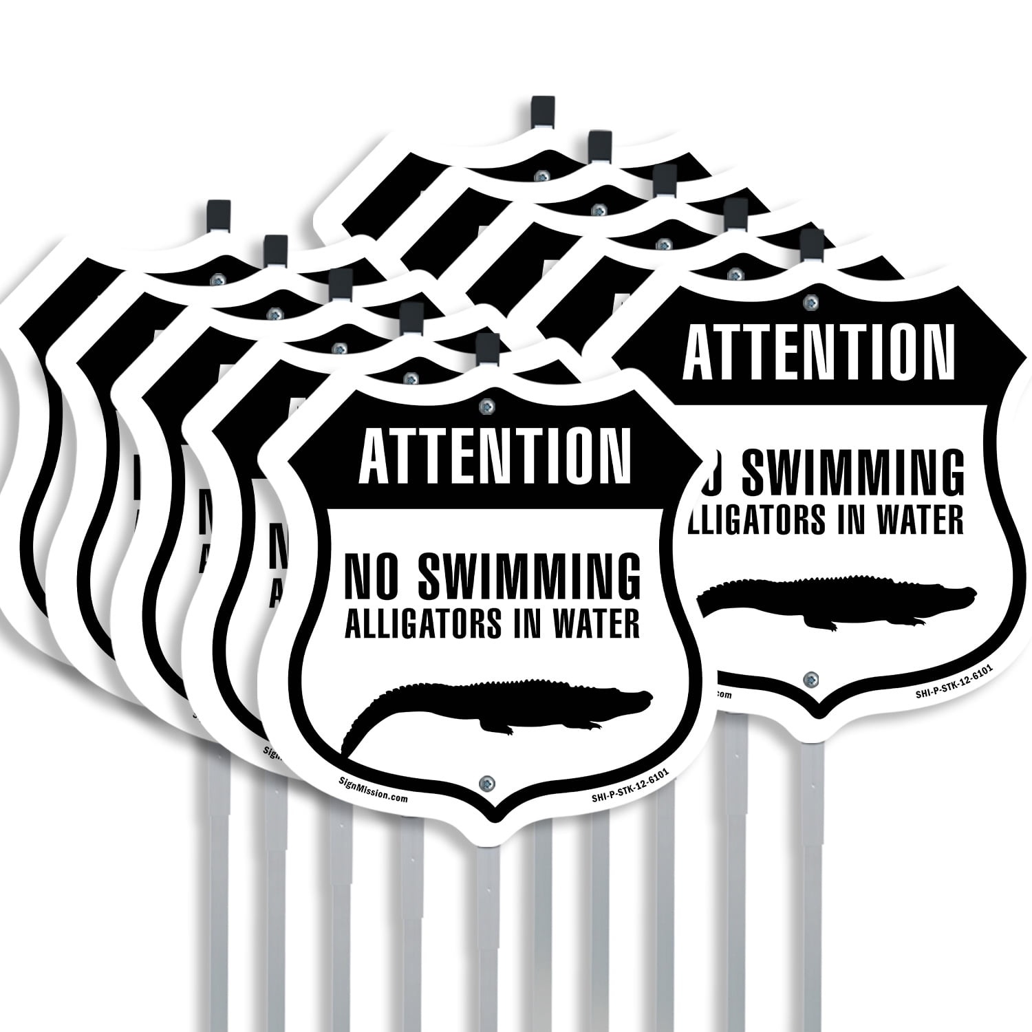 Attention No Swimming Alligators In The Water (10 Pack) 12 inch X 12 ...