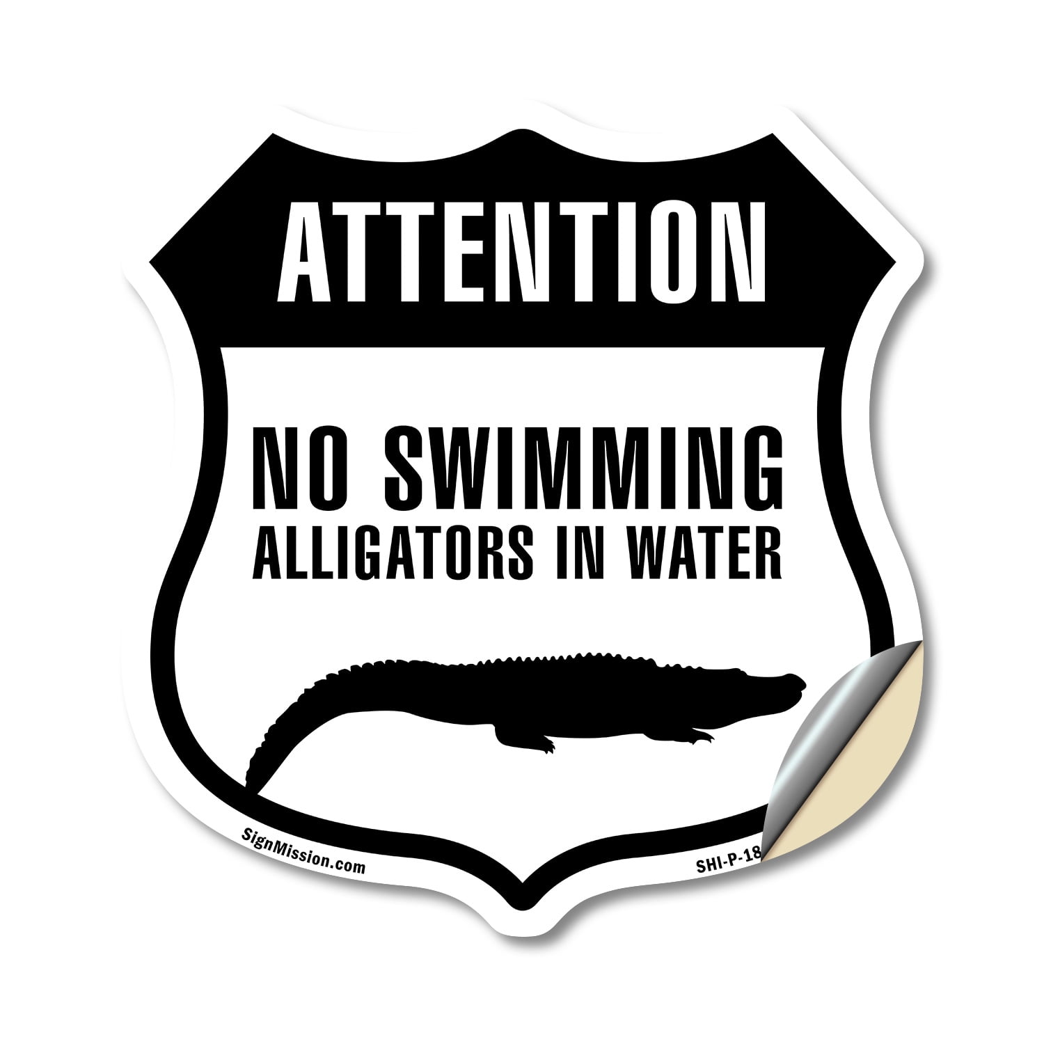 Attention No Swimming Alligators In The Water (5 Pack) 6 inch X 6 inch ...