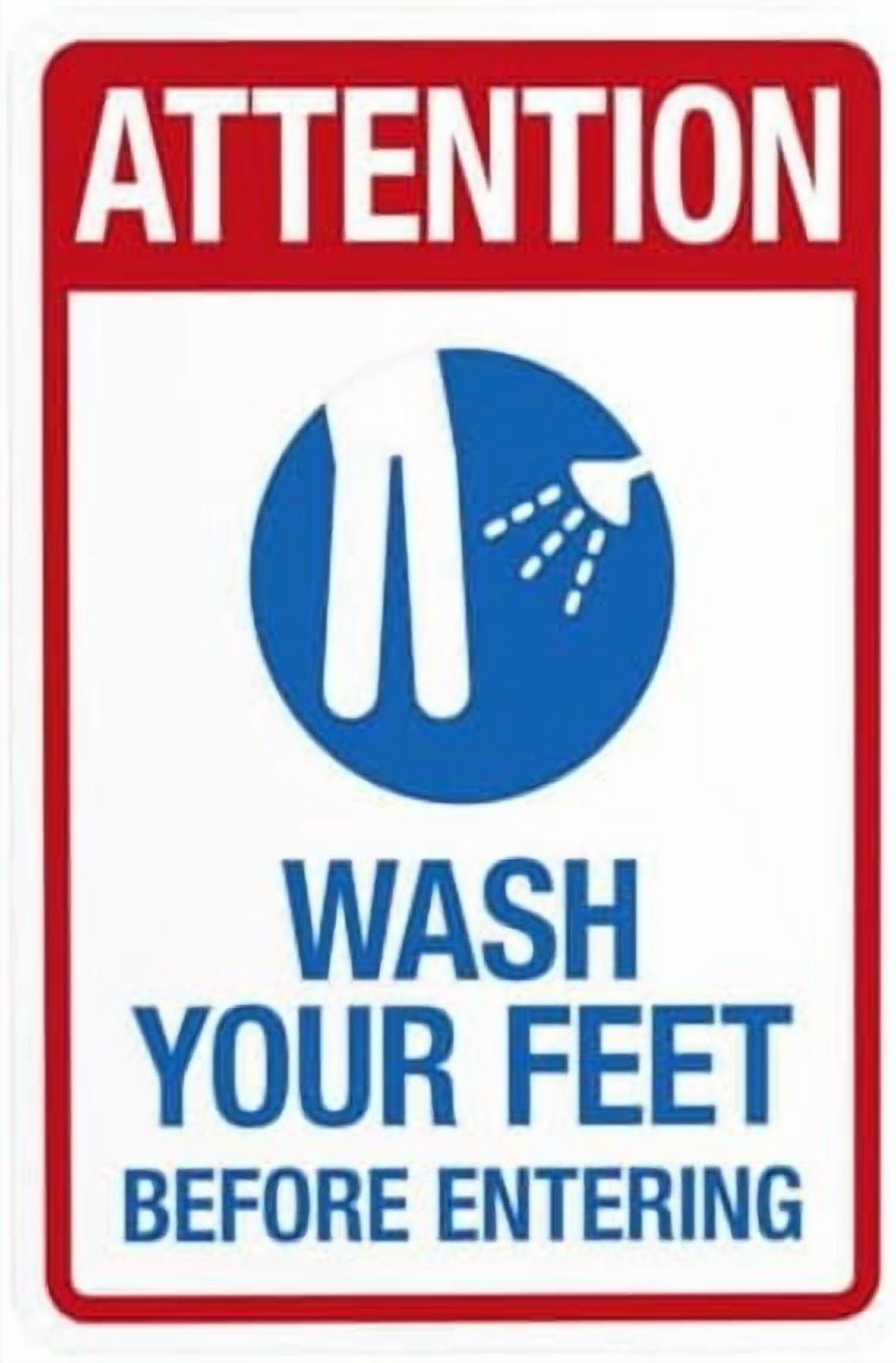 Attention Wash Your Feet Before Entering Warning Sign, Pool Rules Metal ...