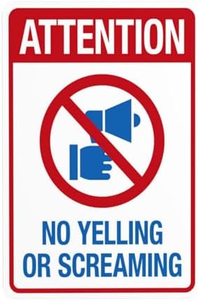 Attention No Yelling or Screaming with Graphic Warning Sign, Pool Rules ...