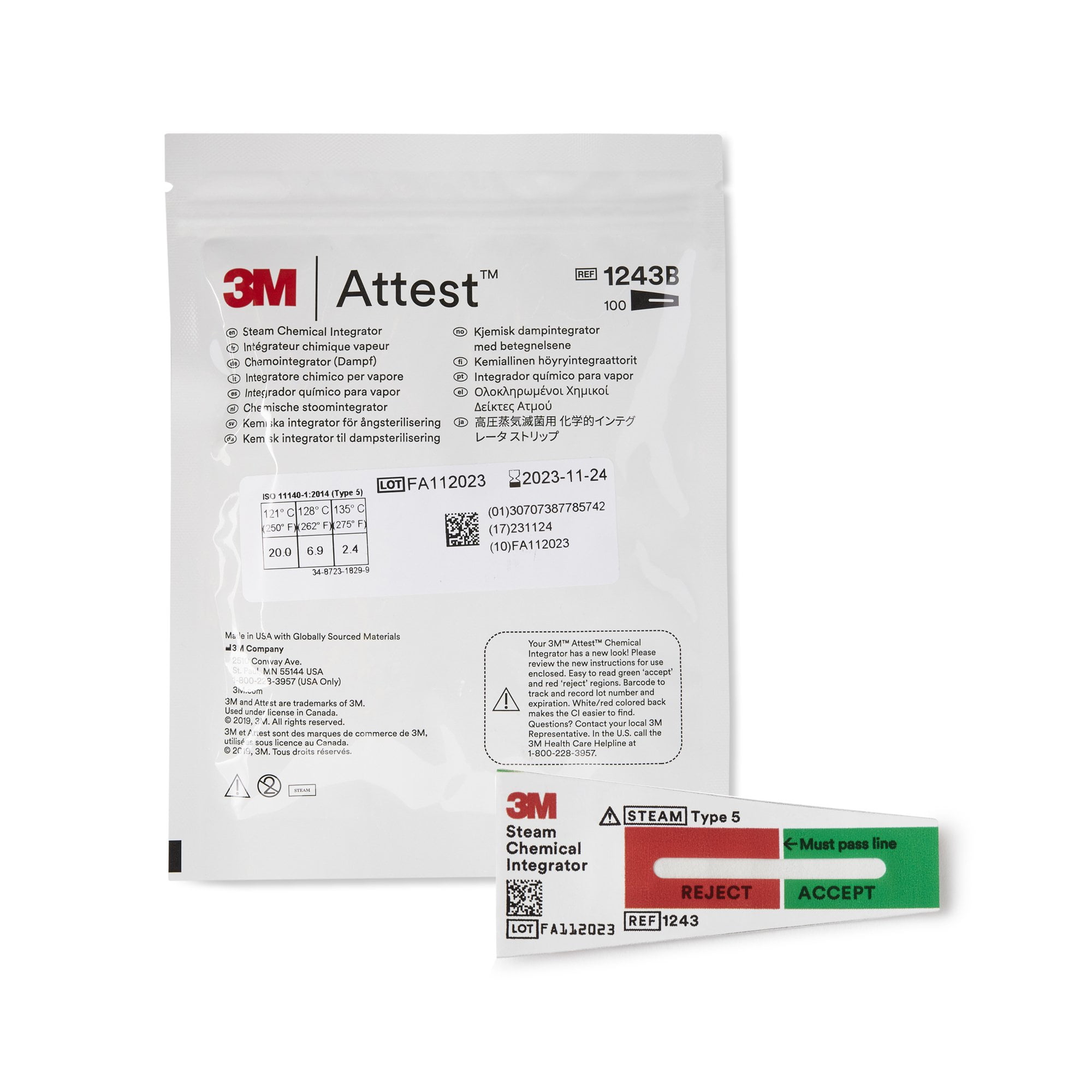 Attest Sterilization Chemical Integrator Strip 2 Inch Length 1243B ...