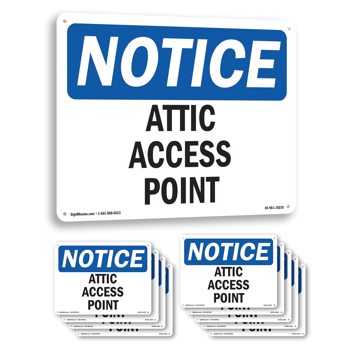 Attic Access Point OSHA Notice Rigid Plastic Sign 24 Inch x 18 Inch ...