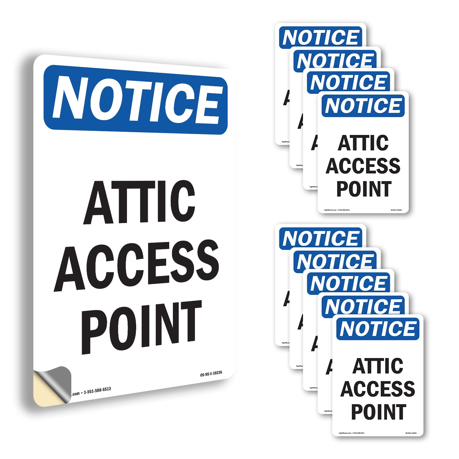 Attic Access Point OSHA Notice Vinyl Decal Label 18 Inch x 12 Inch - 10 ...