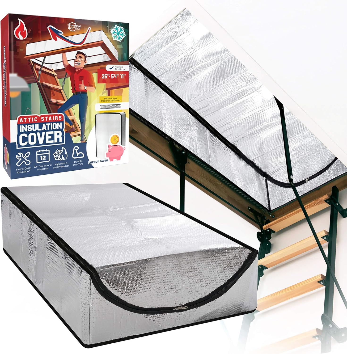 Attic Door Insulation Cover - 54'' x 25'' x 11'' Thickened Attic Stairs ...