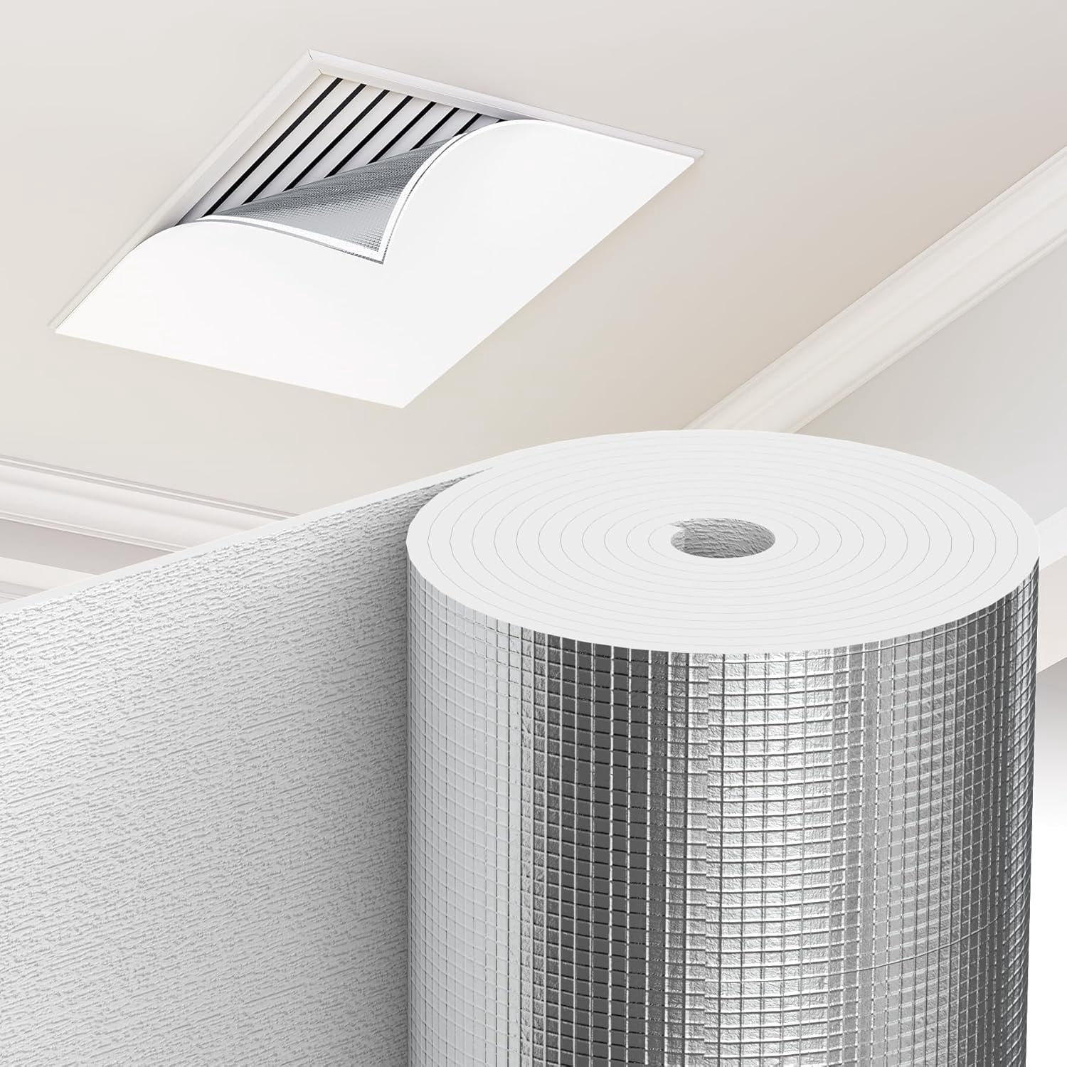 Attic Fan Insulation Cover, 19.5 x 118 Inch Self Adhesive Aluminum Foil ...