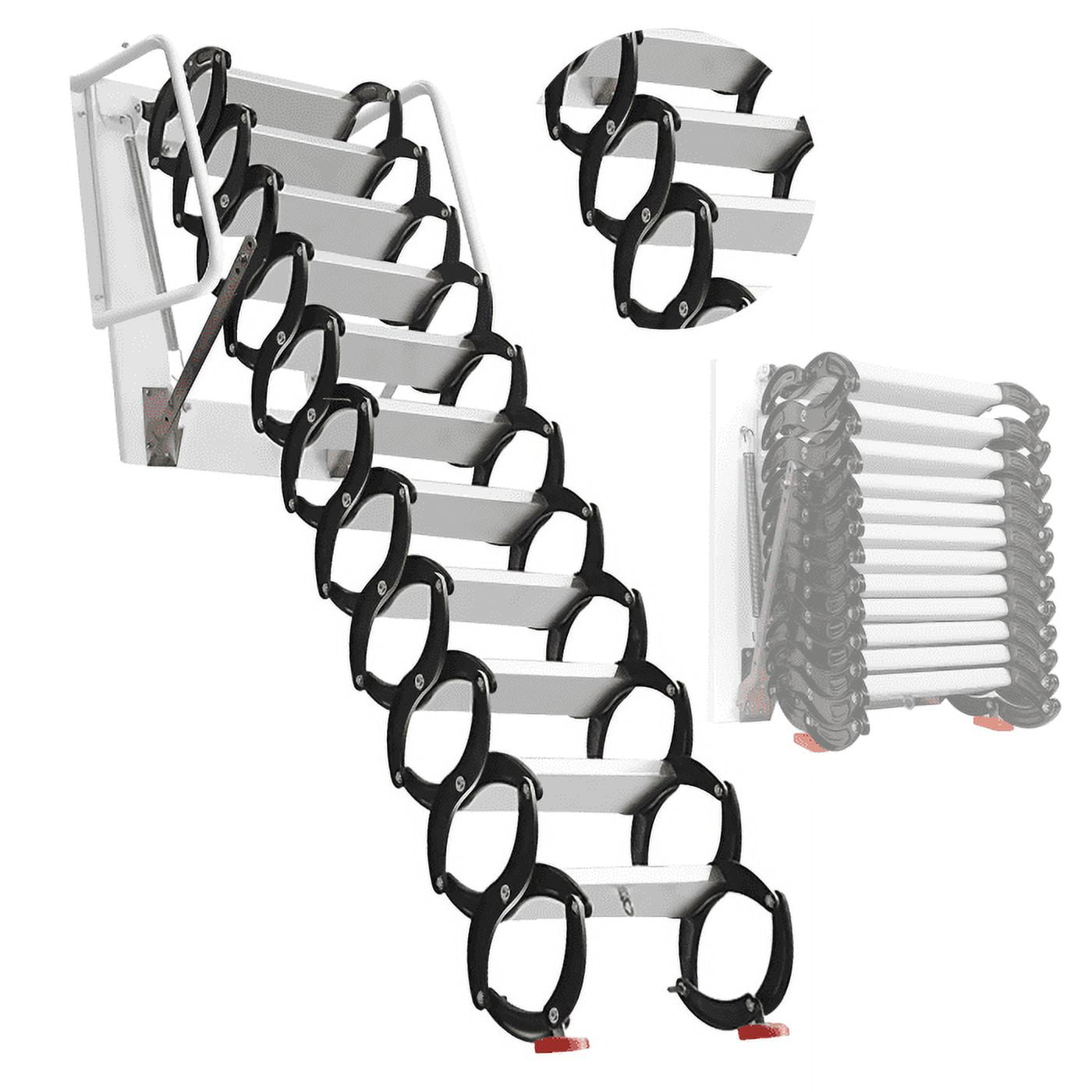 Attic Ladder, S-Shaped Curves, High-Elastic Springs, 10Ft, Wall-Mounted ...