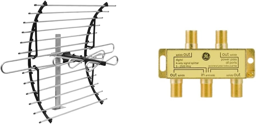 Attic installation digital TV antenna + digital 4-way coaxial cable ...