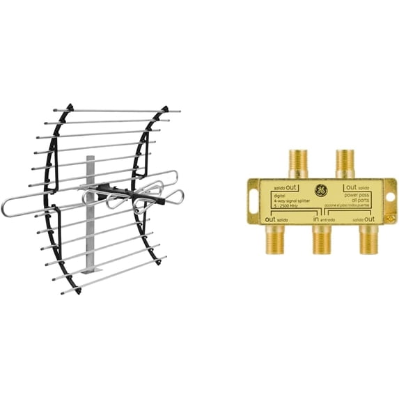 Attic installation digital TV antenna + digital 4-way coaxial cable ...