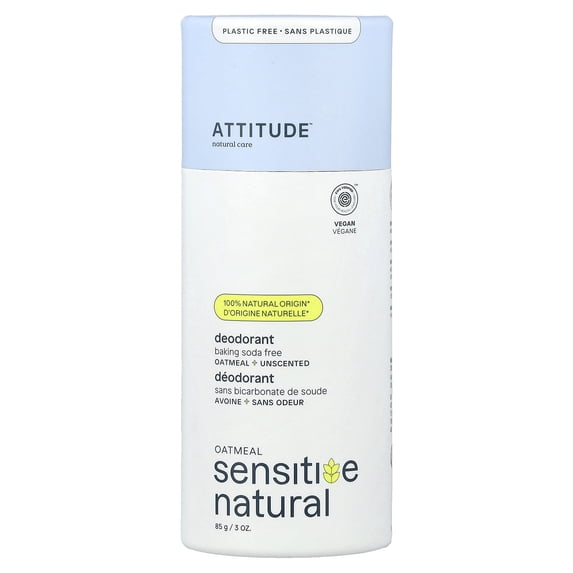 ATTITUDE Oatmeal Sensitive Deodorant, Unscented, Vegan, 3 oz - Walmart.com