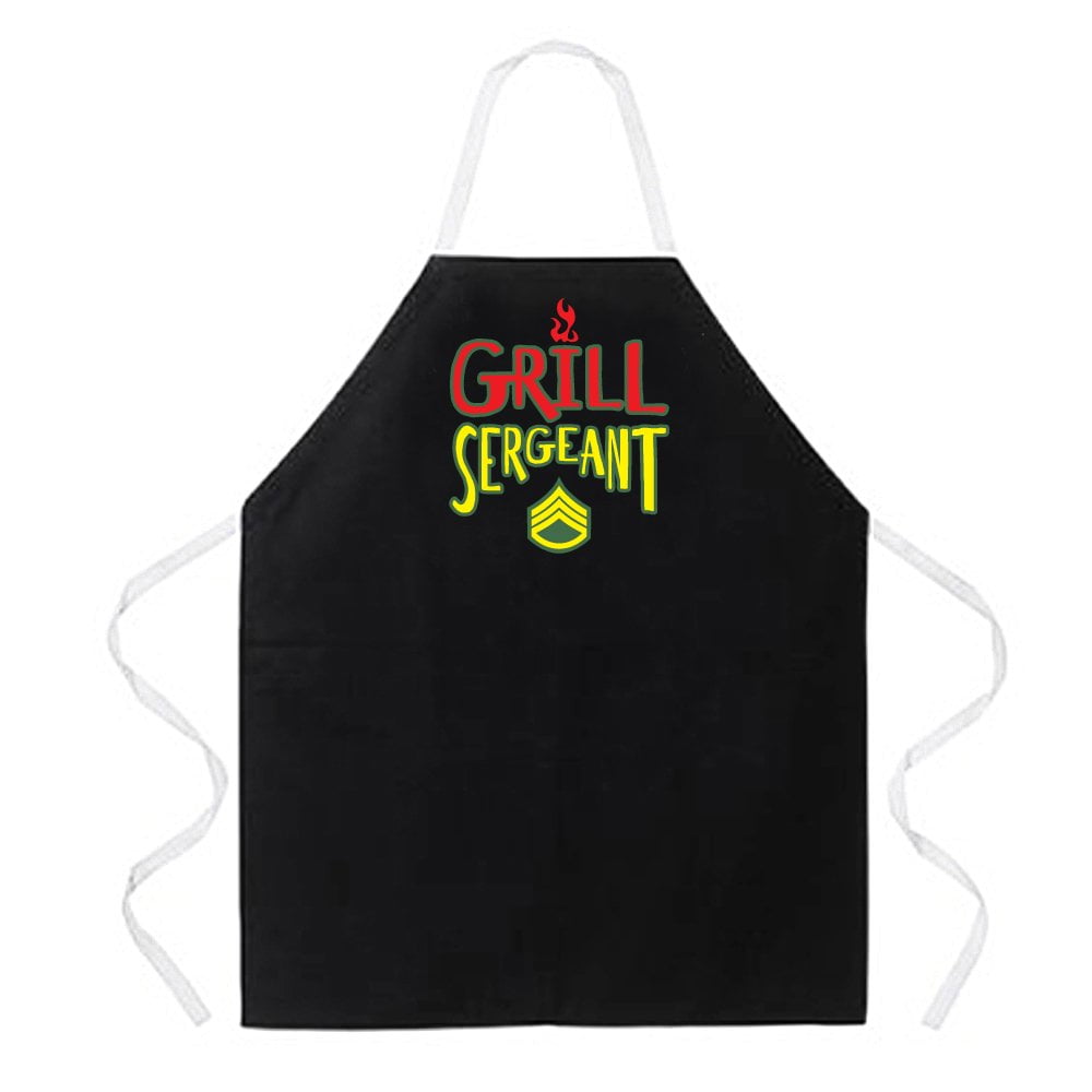 Attitude Aprons Fully Adjustable "Grill Sergeant" Apron, Black ...