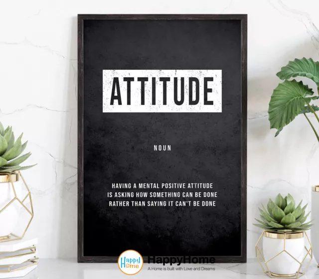 Attitude Definition Poster Motivational Inspirational Wall Art Office ...