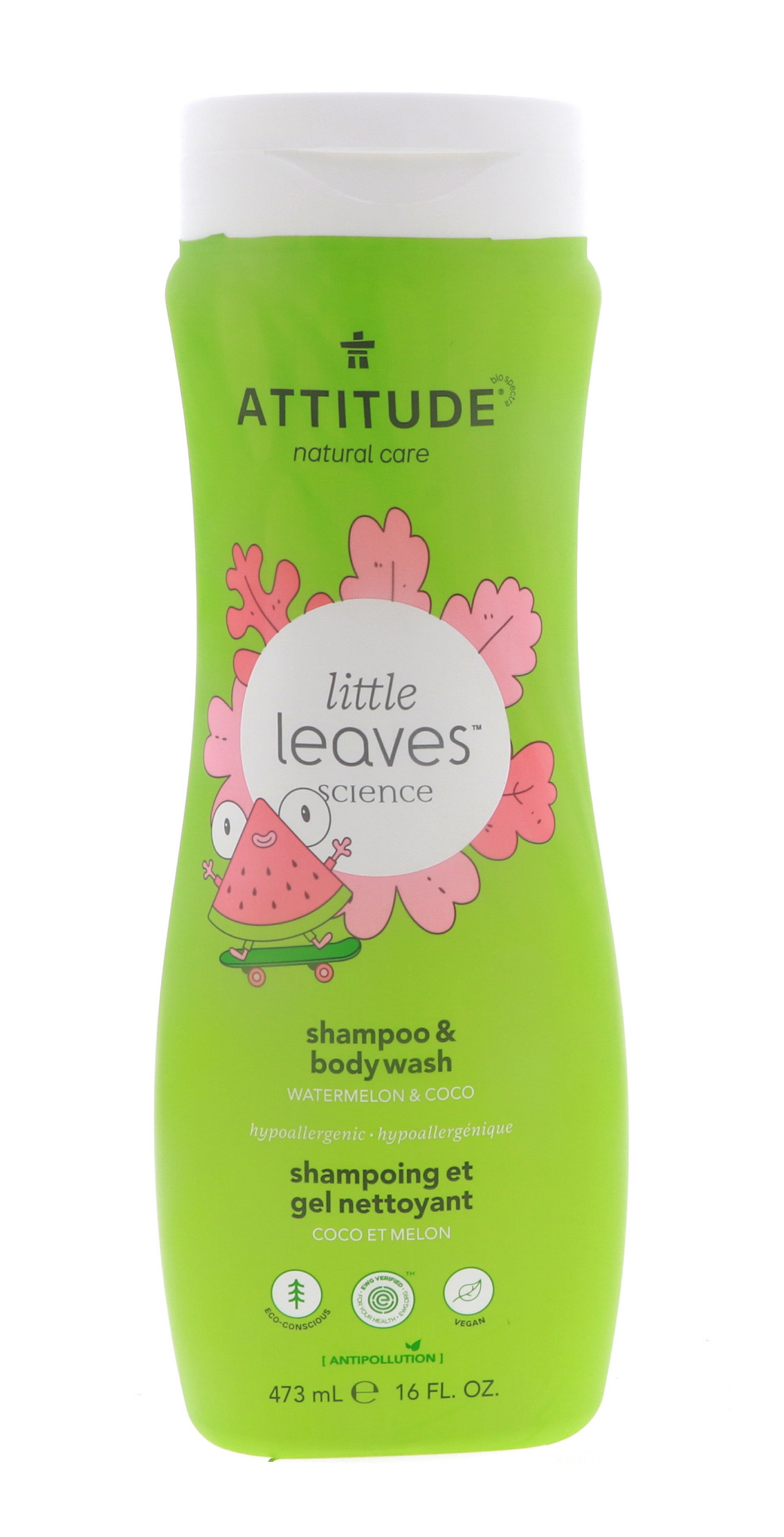 Attitude Little Leaves Shampoo & Body Wash, Watermelon & Coco, 16 oz ...