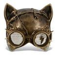 Attitude Studio Gold Steampunk Metallic Cat Mask Costume With Goggle ...