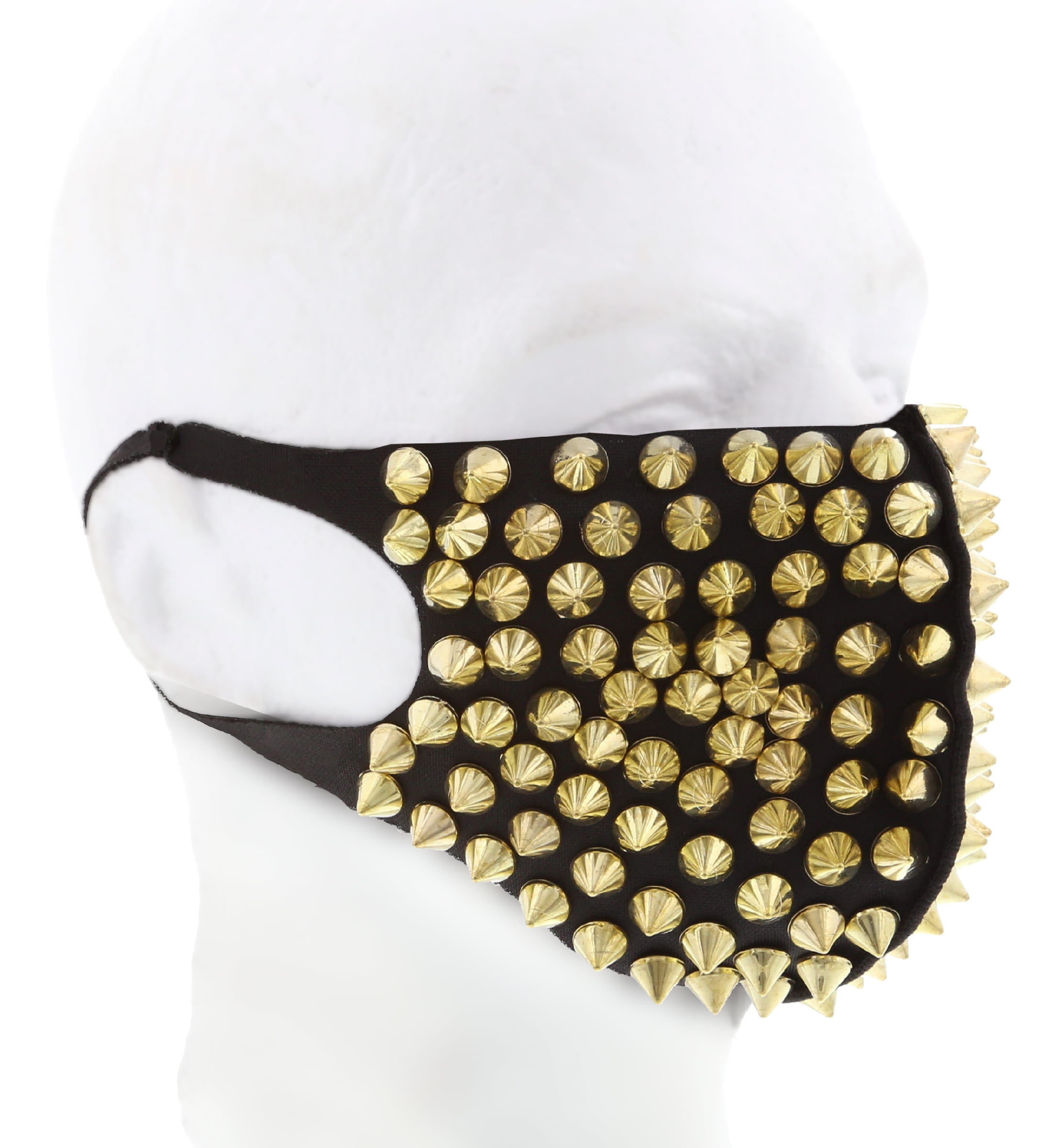 Attitude Studio Spikes Face Mask - Black Face Mask with Gold Spikes ...
