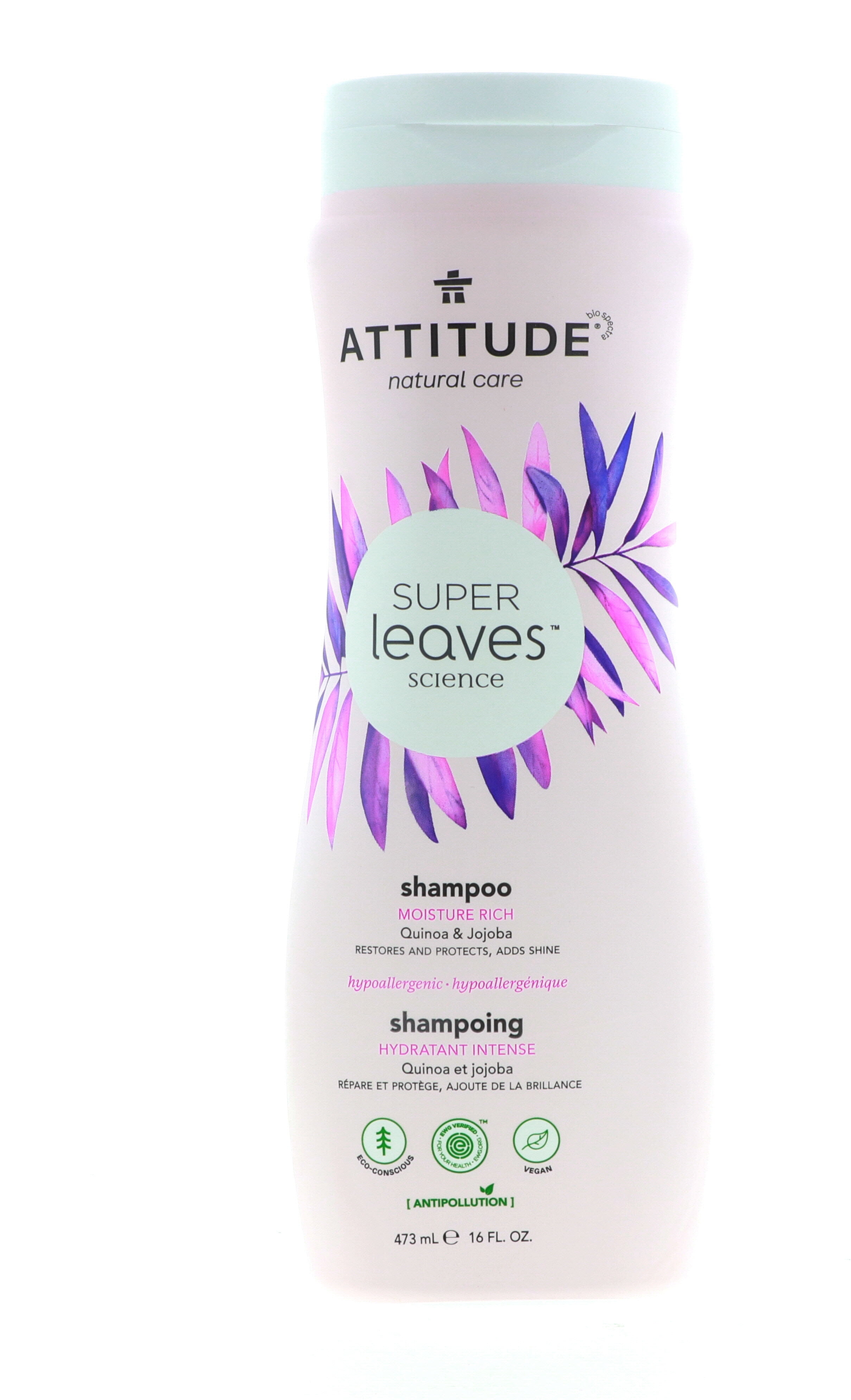 Attitude Super Leaves Moisture Rich Shampoo, Quinoa & Jojoba, 16 oz 4 ...